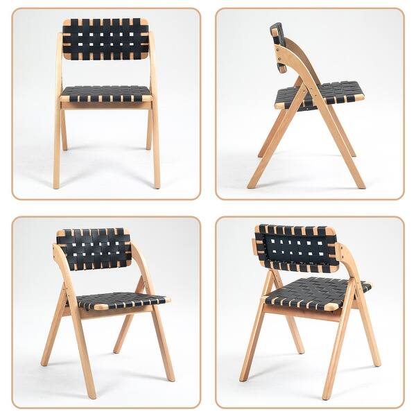 Wooden Folding Chairs Set of 2 With Woven Design - Bed Bath & Beyond ...