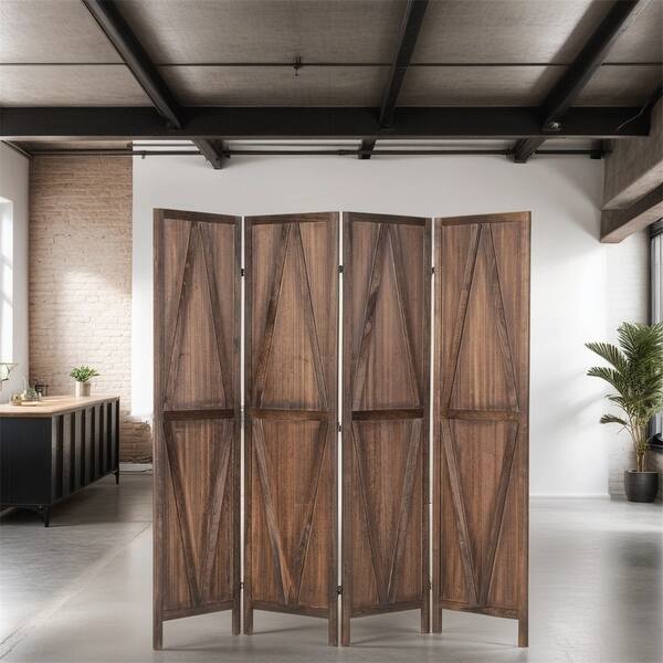 4-Panel Wood Folding Room Divider with 2-Way Hinges - Bed Bath & Beyond ...