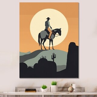 Designart "Minimalistic Cowboy Ii" Men Wall Art For Living Room - Bed ...
