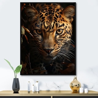 Designart "Leopard Golden Stalker Portrait Gaze I" Animals Leopard ...