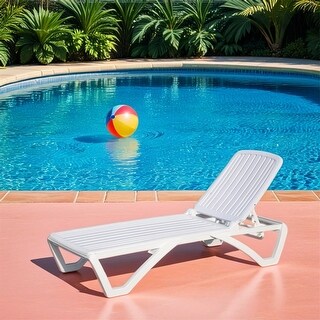 Adjustable Outdoor ABS Chaise Lounge with Wheels - Bed Bath & Beyond ...