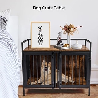 Wooden Double Dog Crate with Divider Removable Panel - Bed Bath ...