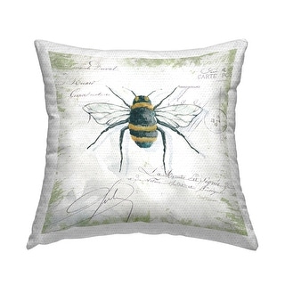 Stupell Quaint Honey Bee Insect over Vintage Postal Card Printed ...