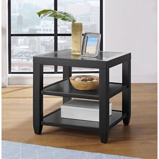 Cordero Wood and Glass Top 24-Inch Wide End Table with Shelf Storage ...