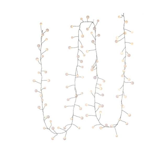 100-Count Warm White LED Lighted Christmas Bead Cluster Garland - 8ft ...