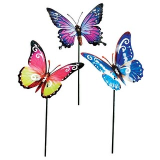 Beautiful Butterfly Telescoping Garden Stakes - Set of 3 - 21.56 x 0.39 ...