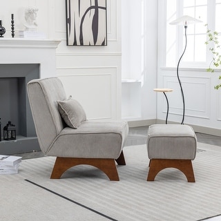 Corduroy Accent Chair with Ottoman lounge Armless chair Upholstered ...