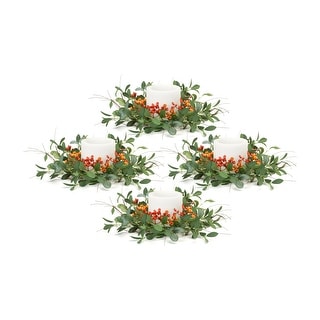 Foliage and Berry Candle Ring (Set of 4) - Bed Bath & Beyond - 37524356