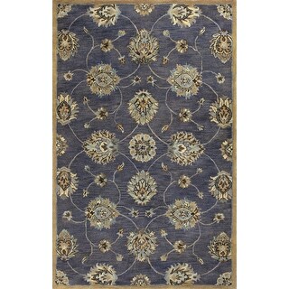 8'x11' Midnight Blue Hand Tufted Traditional Floral Indoor Area Rug - 3 ...