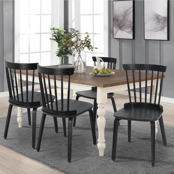 Farmhouse Spindle back Windsor Dining Chairs with Bentwood Legs Black 33.5 H x 17.72 W x 19.7 D On Sale Bed Bath Beyond 37210676
