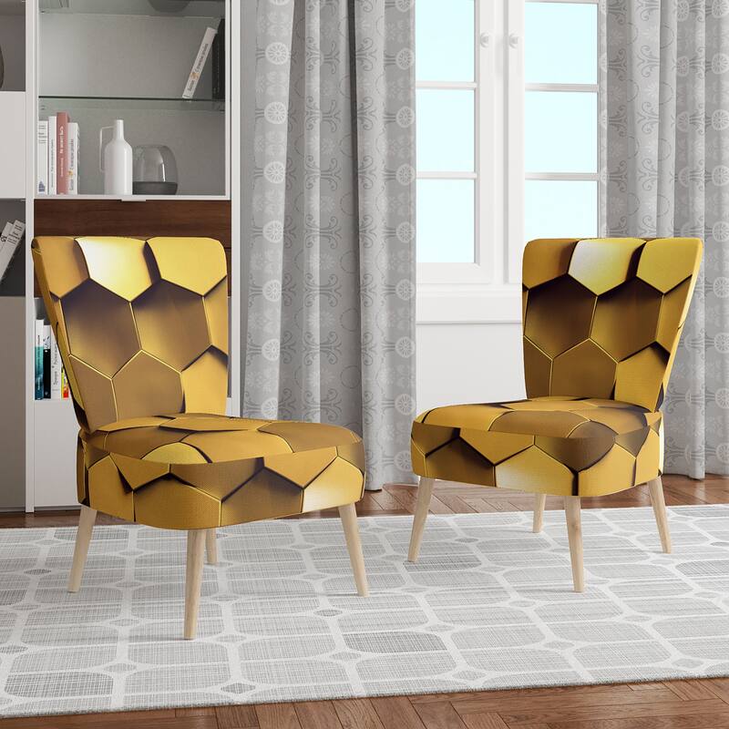 Designart "Golden Honeycomb" Upholstered Mid-Century Accent Chair - Arm ...