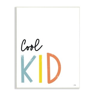 Stupell Cool Kid Text Minimal Red Yellow Blue Typography Wood Wall Art ...