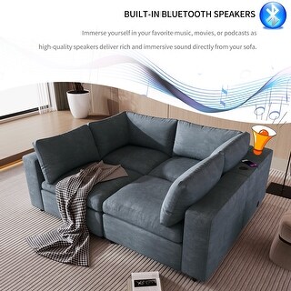 Versatile Upholstered Sofa with Wireless Charging, 4 Seat Modular Sofa ...
