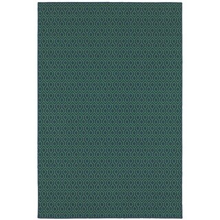 Mesa Navy Green Geometric Outdoor Casual Area Rug - Bed Bath & Beyond ...