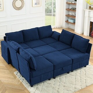9 Seat Convertible Velvet Modular Storage Sectional Sofa - Bed Bath ...