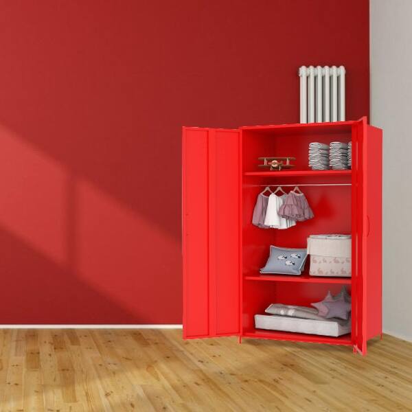 Red storage cabinet Simple cabinet doors Metal storage rack - Bed Bath ...