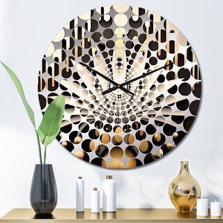 Designart "White Leaves With Golden Droplets" Black Abstract Geometric ...