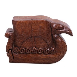 Novica Handmade Swan Ship Decorative Wood Puzzle Box - Bed Bath ...