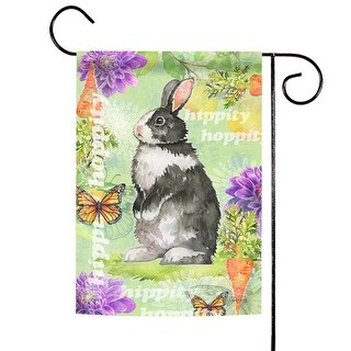 Green and Gray Hippity Hoppity Bunny Outdoor Garden Flag 18" x 12.5 ...