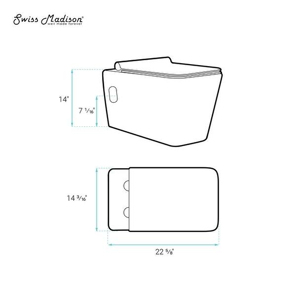 Bastille Wall-Hung Square Toilet Bowl - 22.5" x 14" 14" - Bed Bath ...