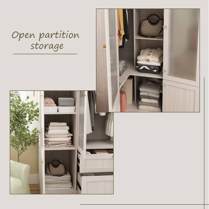 Modular Modern Glass Door Wardrobe:Storage Closet Solution Armoire - On ...