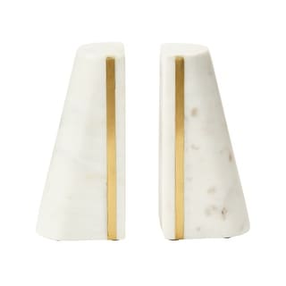 Geometric Marble Bookends with Brass Inlay - Bed Bath & Beyond - 37176395