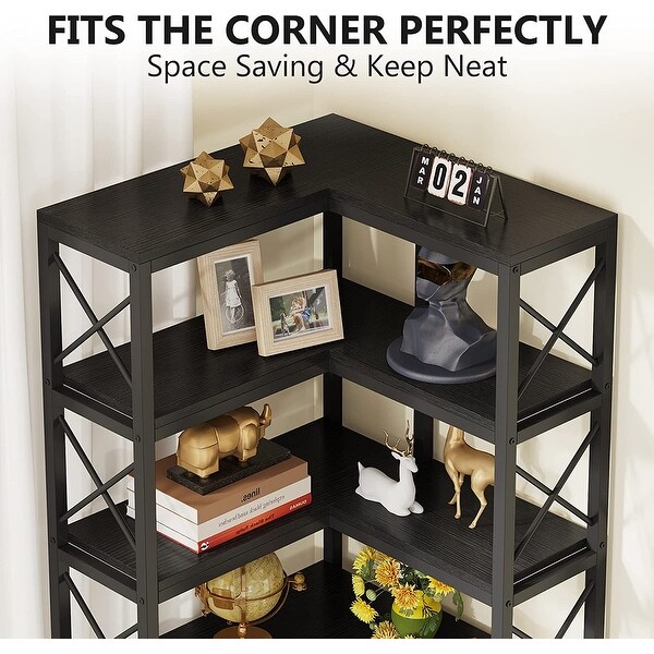 Black metal corner shelf unit store