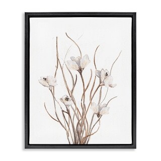 Stupell Curly Floral Branches Framed Floater Canvas Wall Art Design By ...