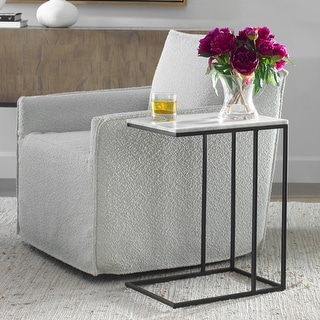 Porch & Den Black Metal and White Marble Accent Table - Bed Bath ...