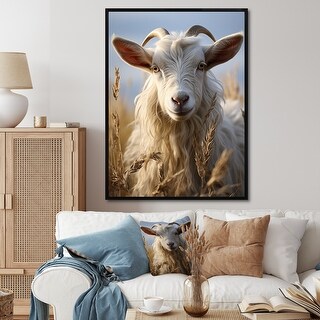 Designart "Goat Portrait Vibrant I" Animals Goat Framed Wall Art Living ...
