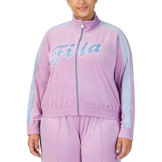Fila Women's Valery Logo Zip Front Velour Jacket Purple Size 2X - Bed ...