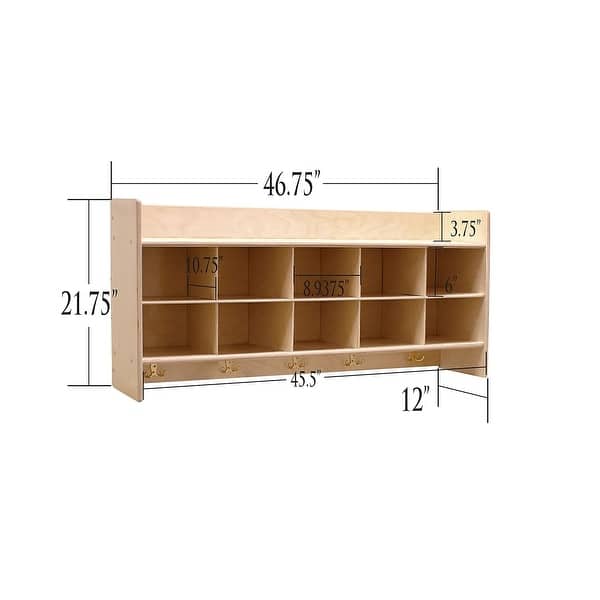 Contender 10-Section Wood Cubbies Storage with Lime Green Plastic Bins ...