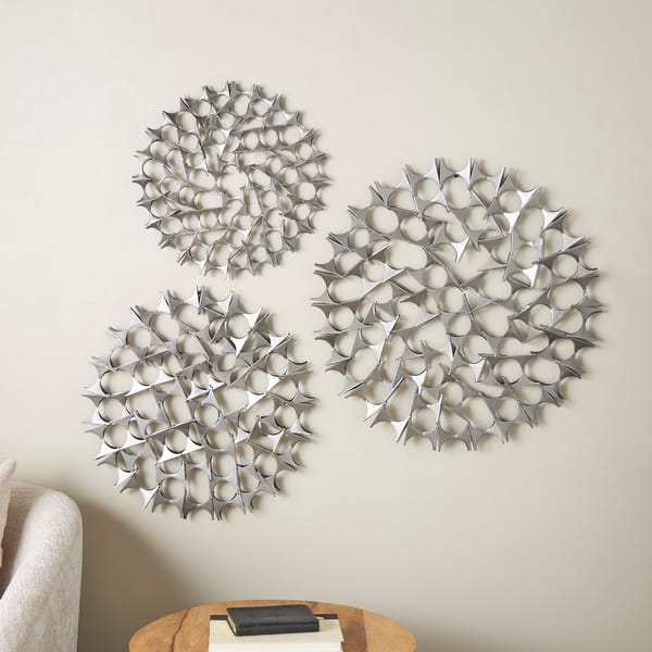Metal Abstract Starburst Wall Decor with Cutout Design (Set of 3 ...