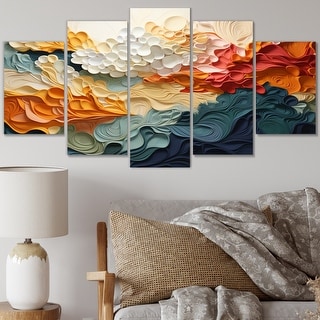 Designart "Biomorphism Organic Forms VI" Modern Multipanel Canvas Wall ...