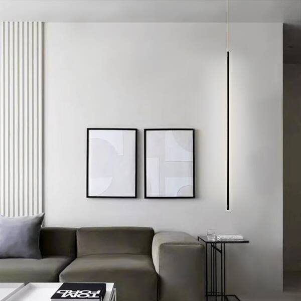 Modern Black LED Slender Strip Pendant Light - 0.78 Inch - Bed Bath ...