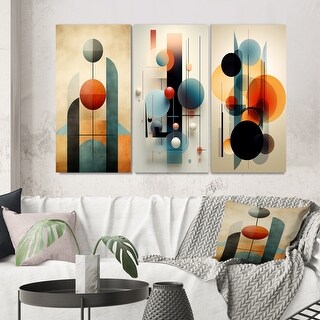 Designart "Retro Circular Geometry In Orange And Blue III" Modern ...