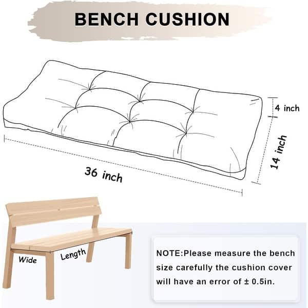 36 Inch Chenille Bench Cushion with High-Density Memory Foam, Non-Slip ...
