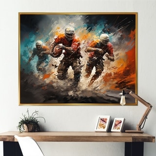 Designart "Orange Football Game Day" Sports Framed Wall Art Prints ...