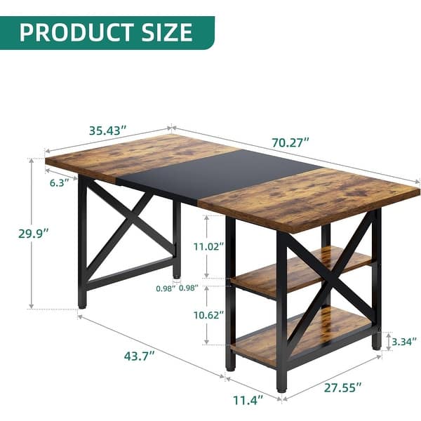 Moasis 70 Inch Dining Table for 4-6 People Rectangular Wood Kitchen ...