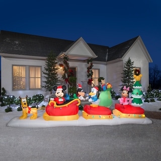 Gemmy Animated Christmas Airblown Inflatable Mickey and Friends Sleigh ...