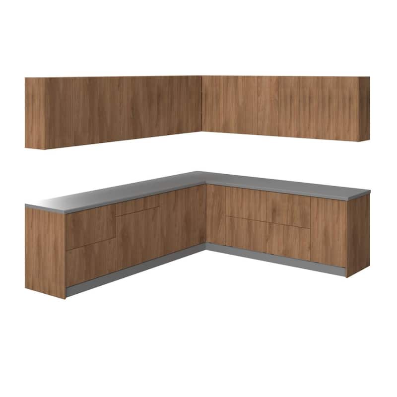 Kitchen Modern Collection Natural Teak & Black Color Base Size 10x8,5Ft ...