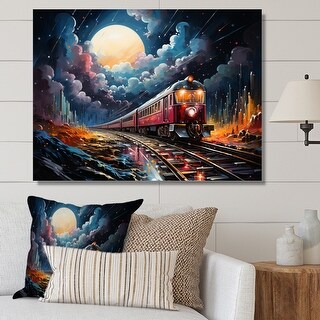 Designart "Cosmic Rails An Abstract Train II" Transportation Canvas ...