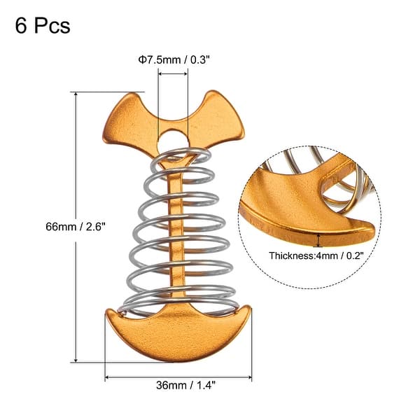 Deck Pegs, Aluminium Alloy Tent Stakes with Rope Hook Spring Tensioner ...