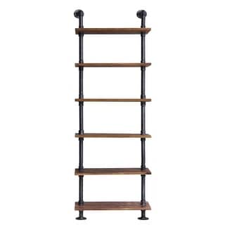 Industrial Pipe Shelves Rustic Modern Wood Ladder Bookcase with Metal ...