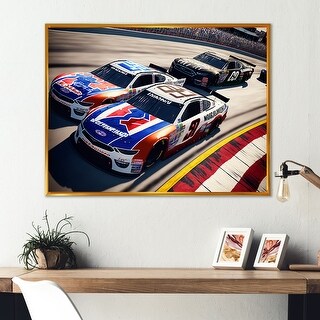 Designart "Stock Car Racing Last Lap VII" Modern Framed Canvas Art ...