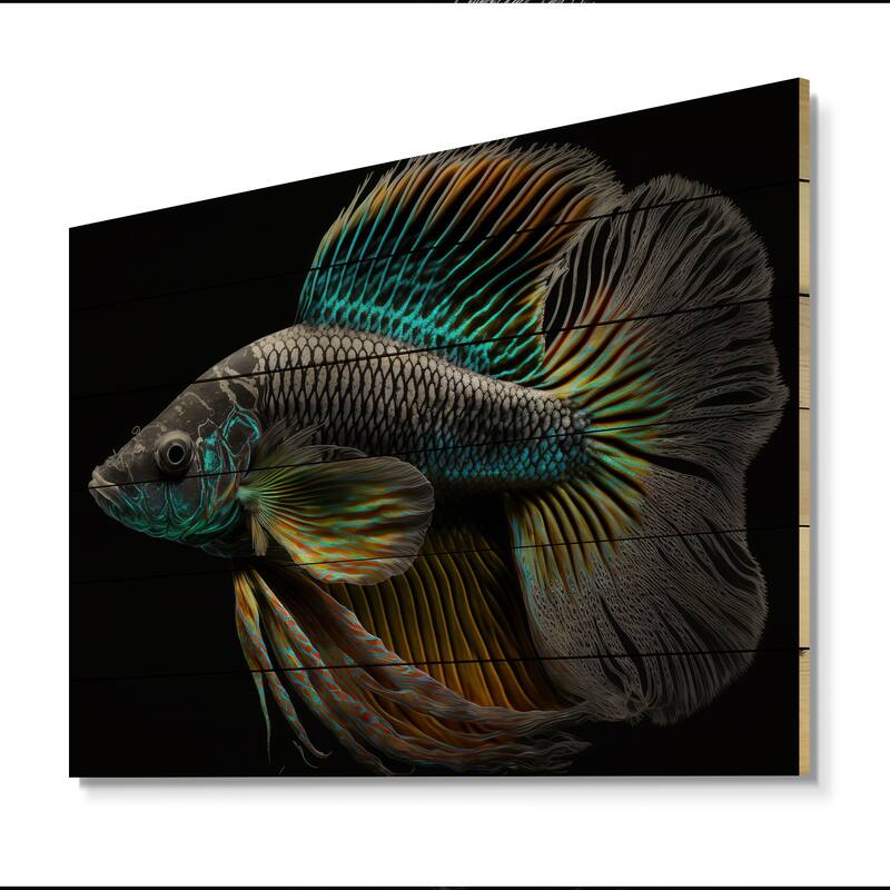 Designart 'Tropical Blue Fish In Shades Of Blue And Orange VI' Animal ...