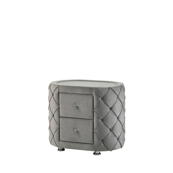 Damascus Bedside Cabinet Velvet Footstool Feature Piping Design Storage ...