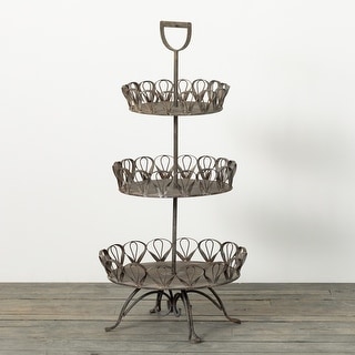 Sullivans 39.25 in. Three-Tiered Metal Tray Stand; Gray - Bed Bath ...
