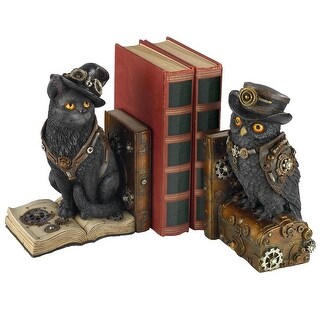Design Toscano Knowledge Seekers Steampunk Cat and Owl Sculptural ...