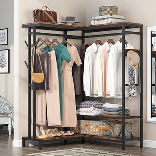 Corner Clothes Rack Garment Rack Free-standing Closet Organizer with ...